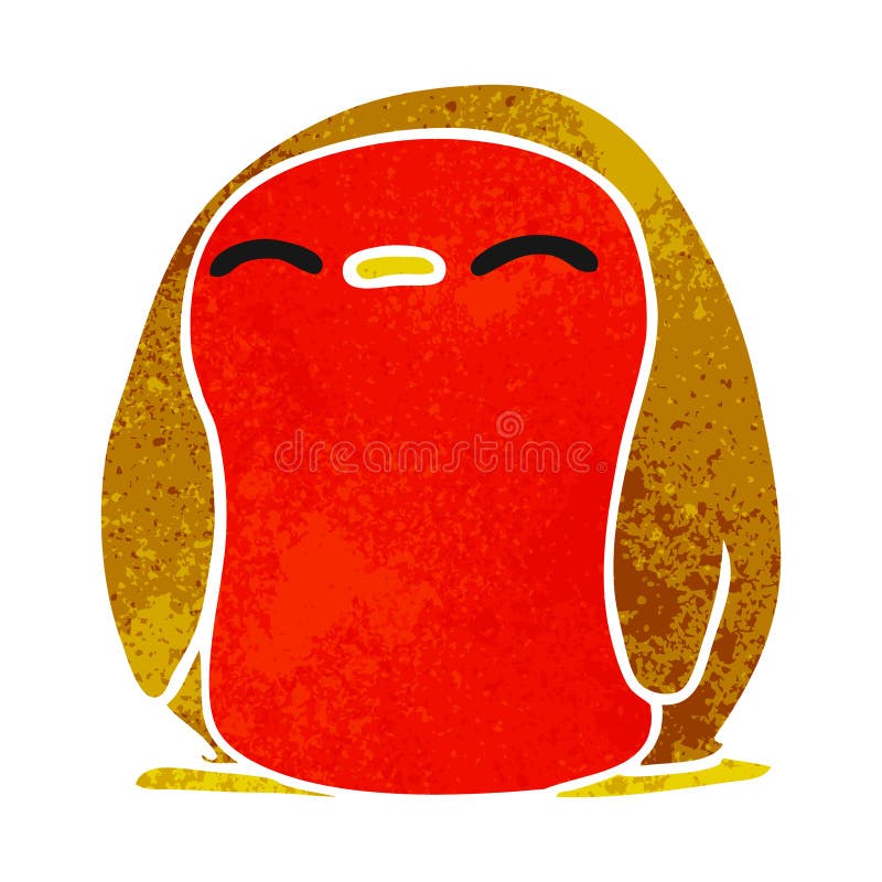 Retro Cartoon Cute Kawaii Red Robin Stock Vector - Illustration of ...