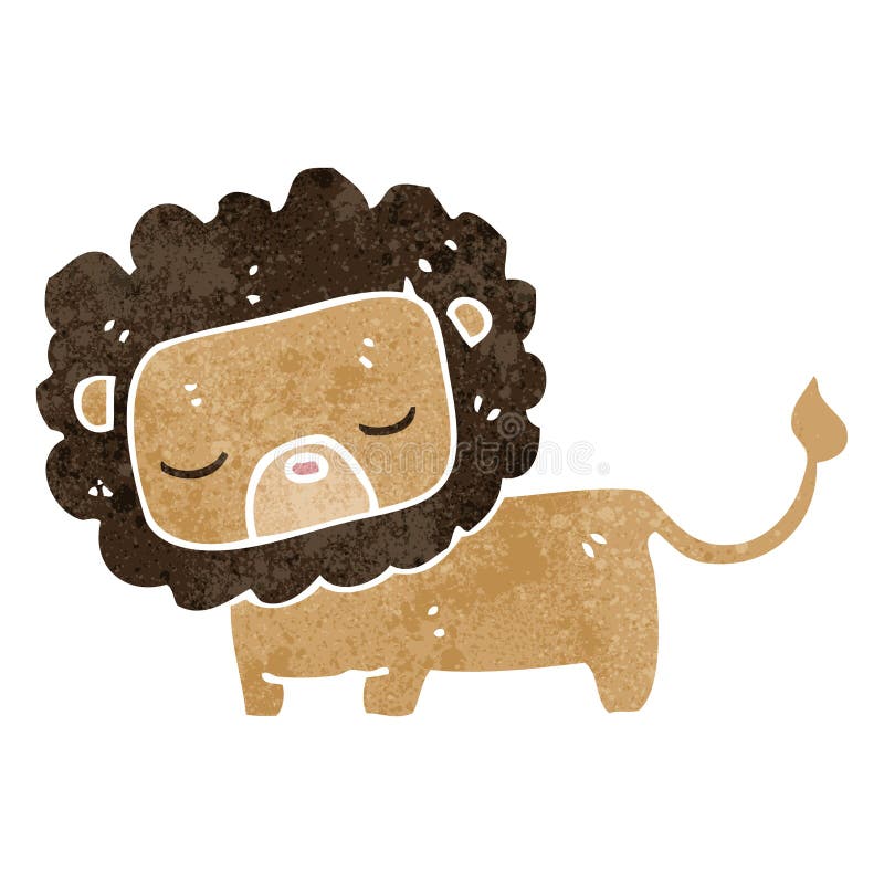 Retro Cartoon Cute Little Lion Stock Vector - Illustration of ...