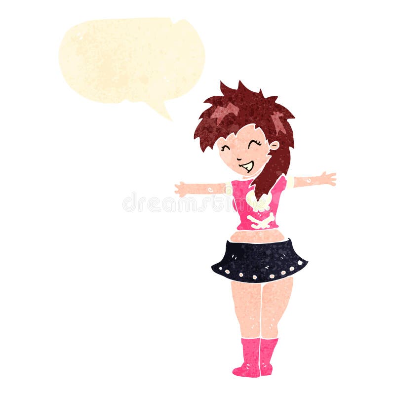 Retro Cartoon Dancing Rock Girl Stock Vector - Illustration of textured ...