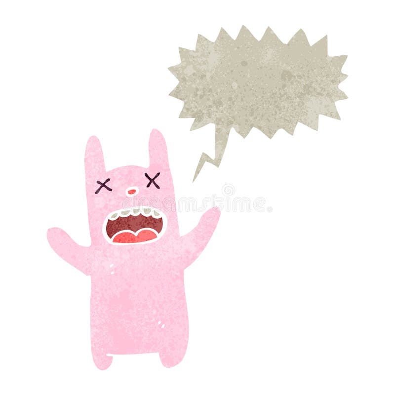Retro Cartoon Dead Rabbit with Speech Bubble Stock Illustration ...
