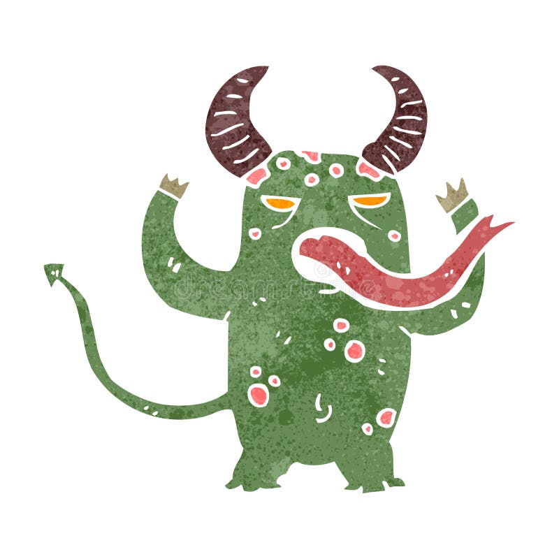 Retro cartoon demon stock vector. Illustration of traditional - 37595961