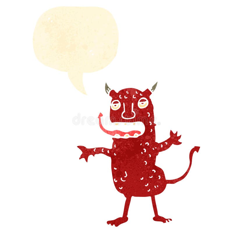 Retro Cartoon Devil with Speech Bubble Stock Illustration ...