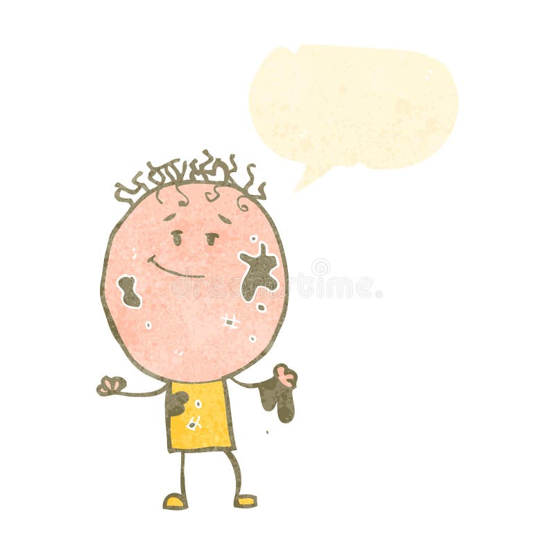 Retro Cartoon Dirty Boy with Speech Bubble Stock Illustration ...