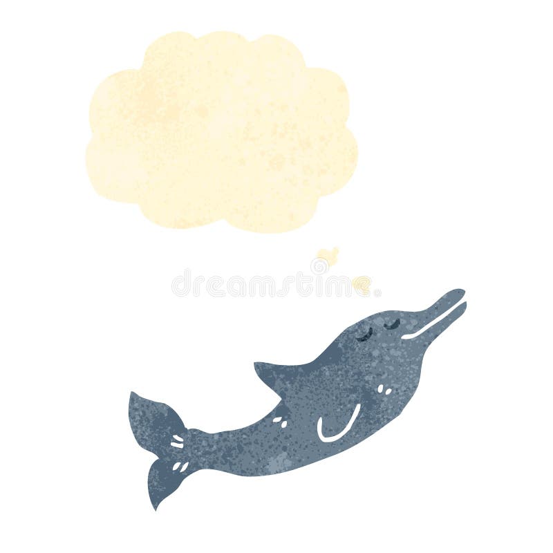Retro Cartoon Dolphin with Thought Bubble Stock Vector - Illustration ...