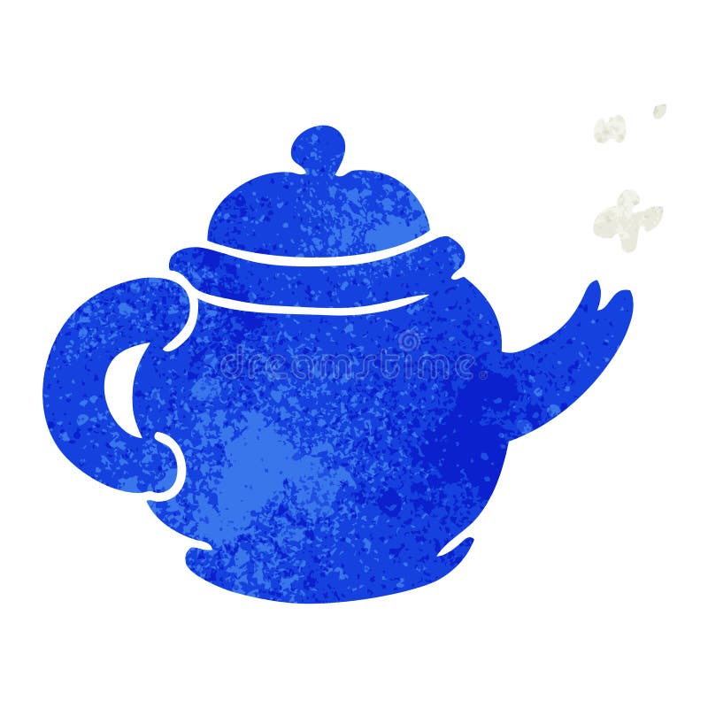 Retro Cartoon Doodle of a Blue Tea Pot Stock Vector - Illustration of ...