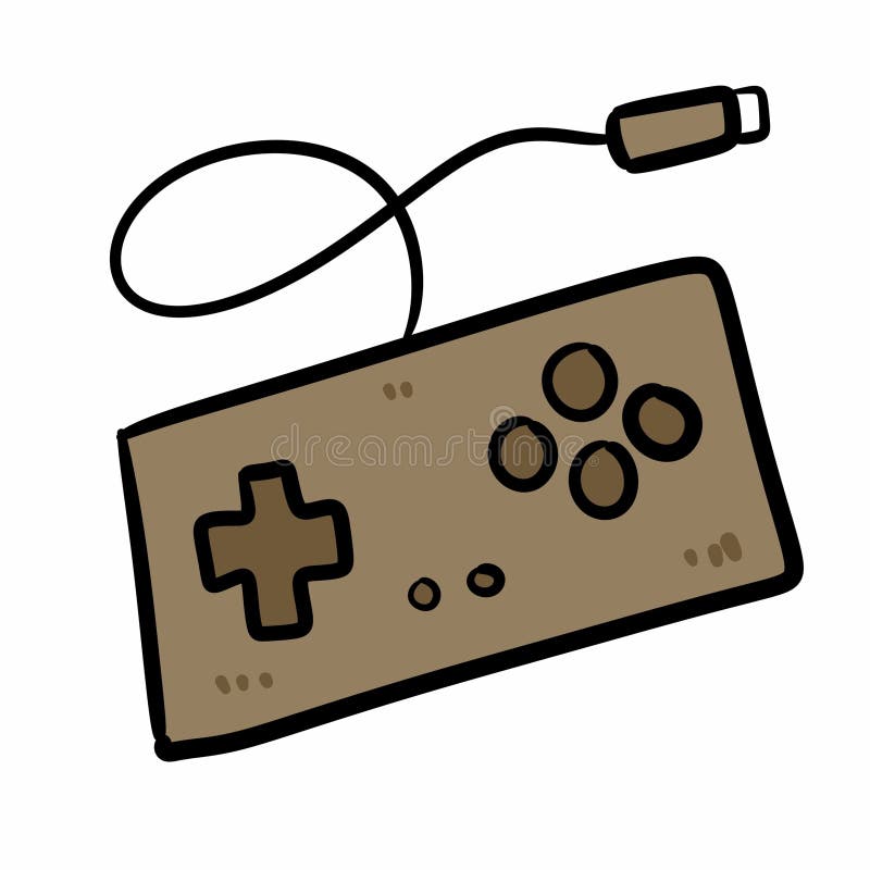 Retro Cartoon Doodle Style of a Video Game Controller Stock ...