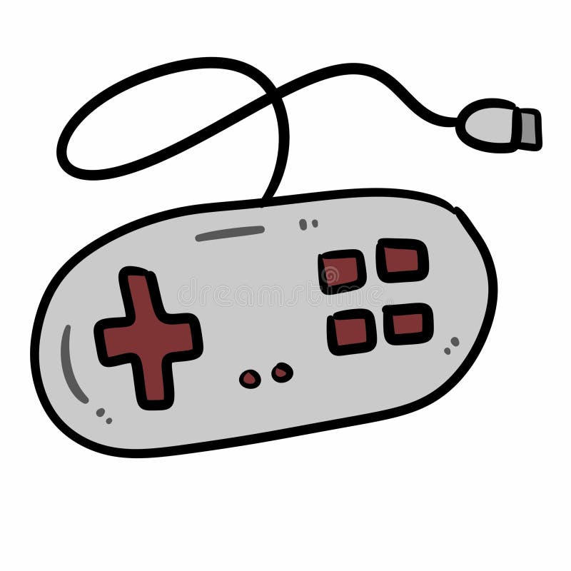 Retro Cartoon Doodle Style of a Video Game Controller Stock ...