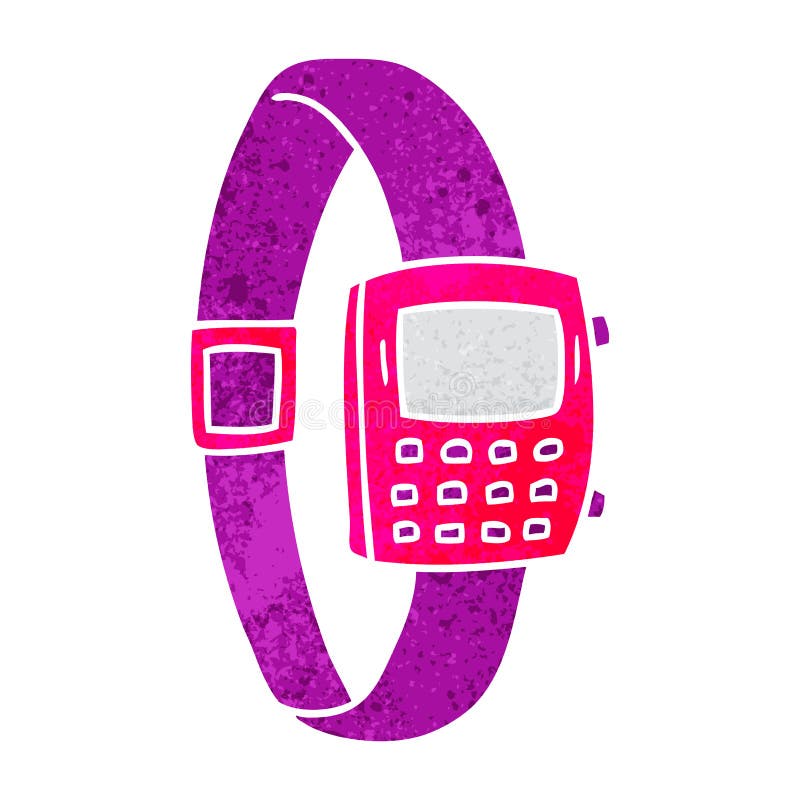 Retro Cartoon Doodle of a Retro Watch Stock Vector - Illustration of ...