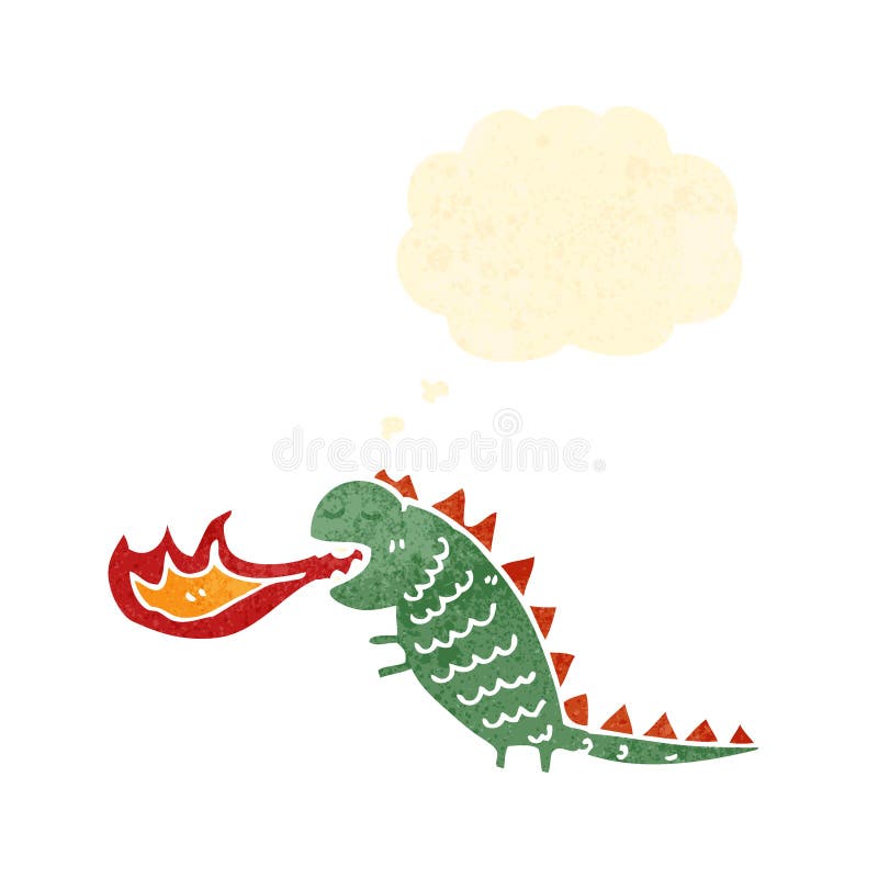 Retro Cartoon Fire Breathing Monster Stock Vector - Illustration of ...