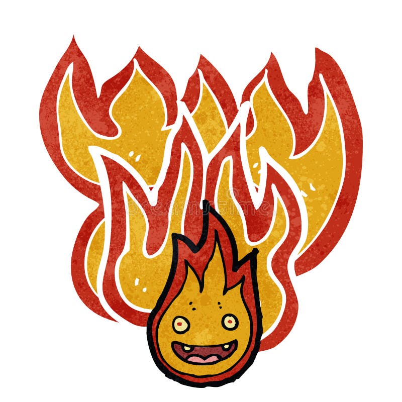 Retro Cartoon Fire Character Stock Vector - Illustration of traditional ...