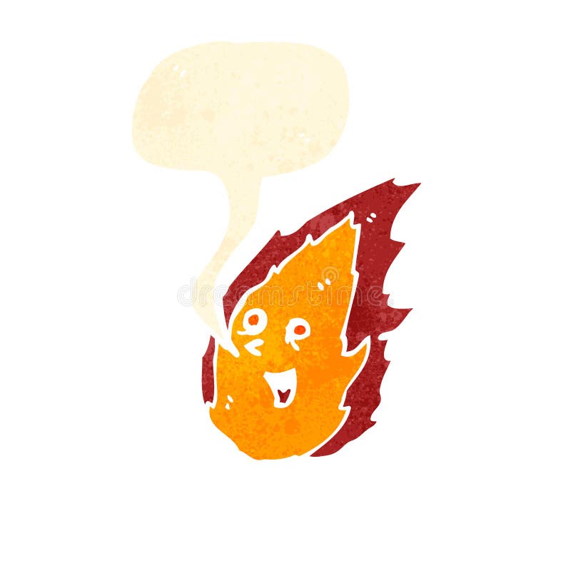 Retro Cartoon Fire with Speech Bubble Stock Vector - Illustration of ...