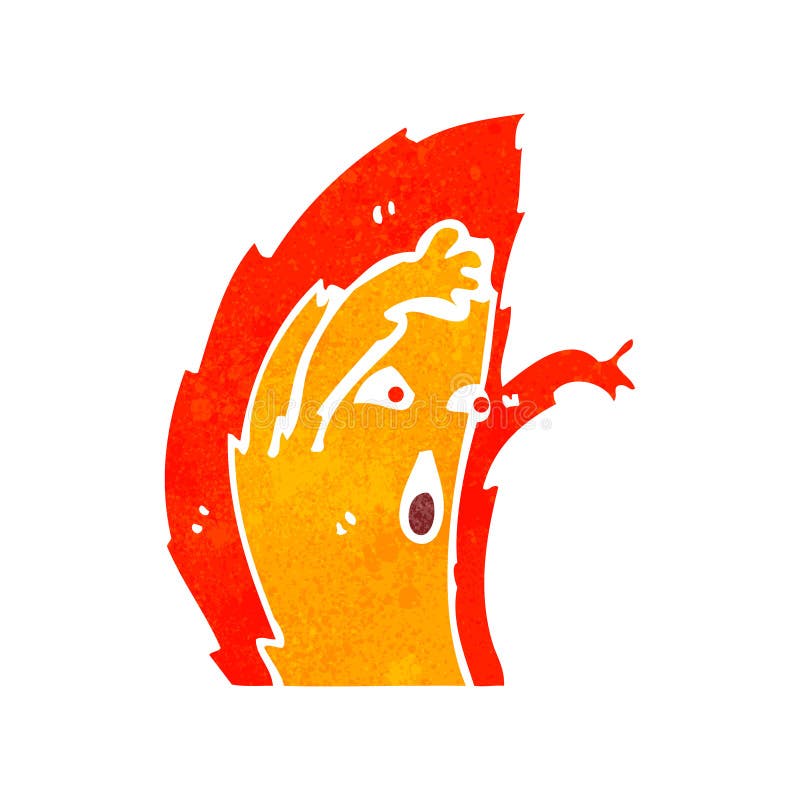 Retro Cartoon Flame Character Stock Vector - Illustration of face ...
