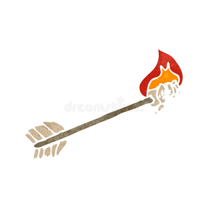 Retro Cartoon Flaming Arrow Stock Vector - Illustration of hand ...