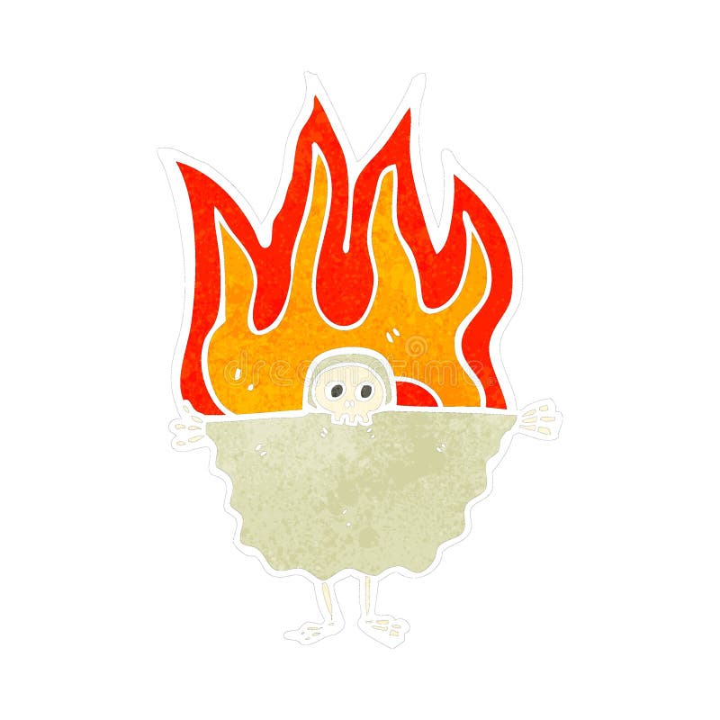 Retro Cartoon Flaming Ghost Stock Vector - Illustration of crazy ...