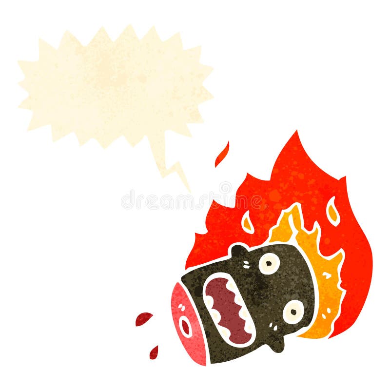Retro cartoon flaming head stock vector. Illustration of scary - 37584981