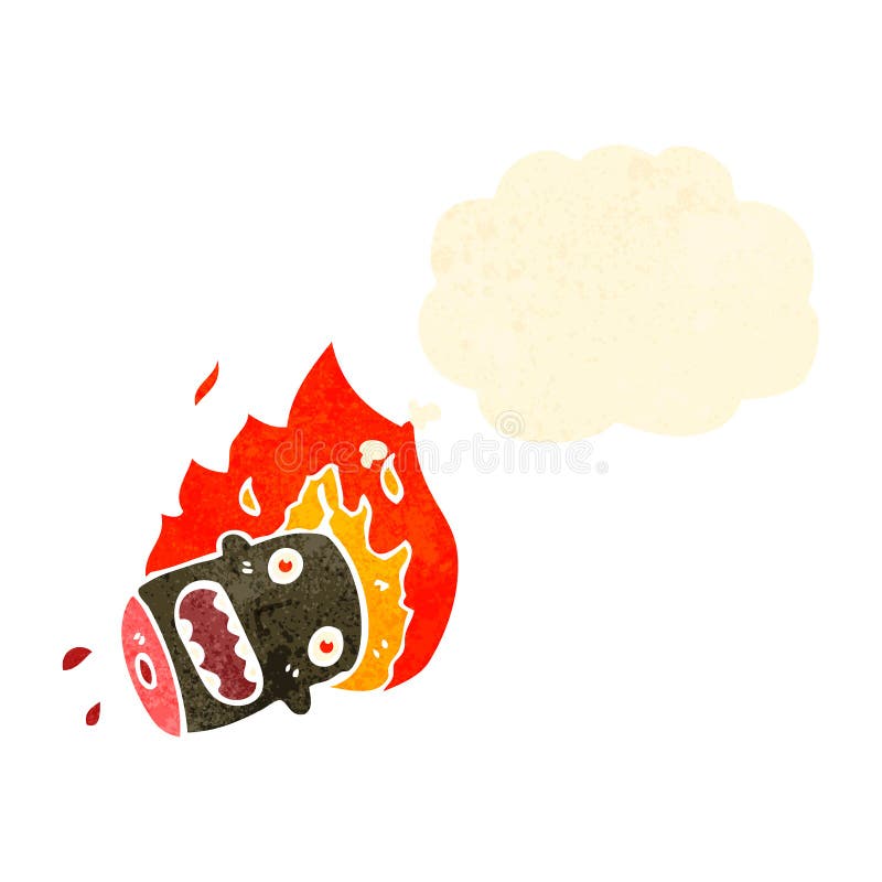 Retro cartoon flaming head stock vector. Illustration of colorful ...