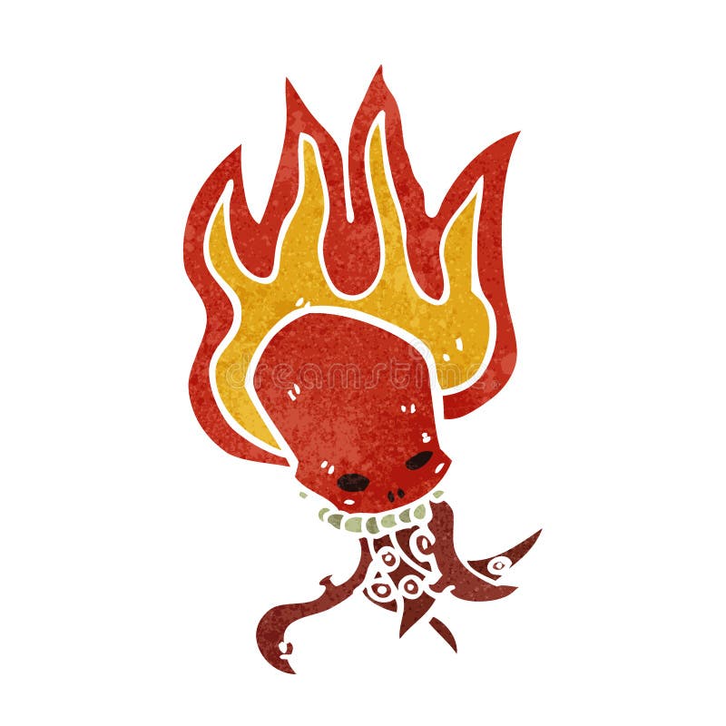 Retro Cartoon Flaming Skull Monster Stock Vector - Illustration of cute ...