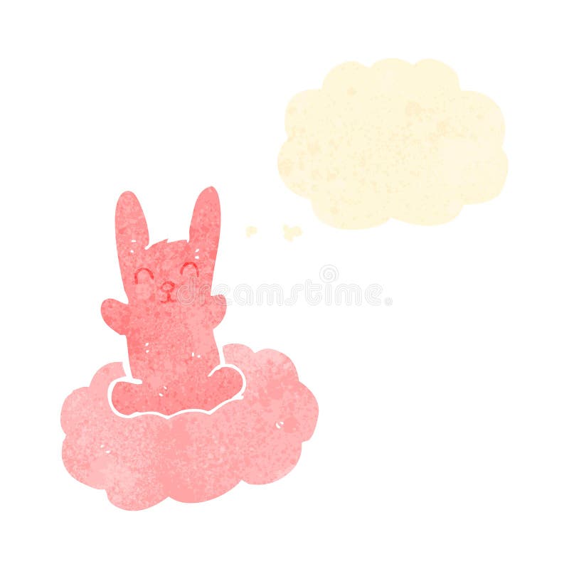 Retro Cartoon Floating Rabbit on Cloud Stock Vector - Illustration of ...