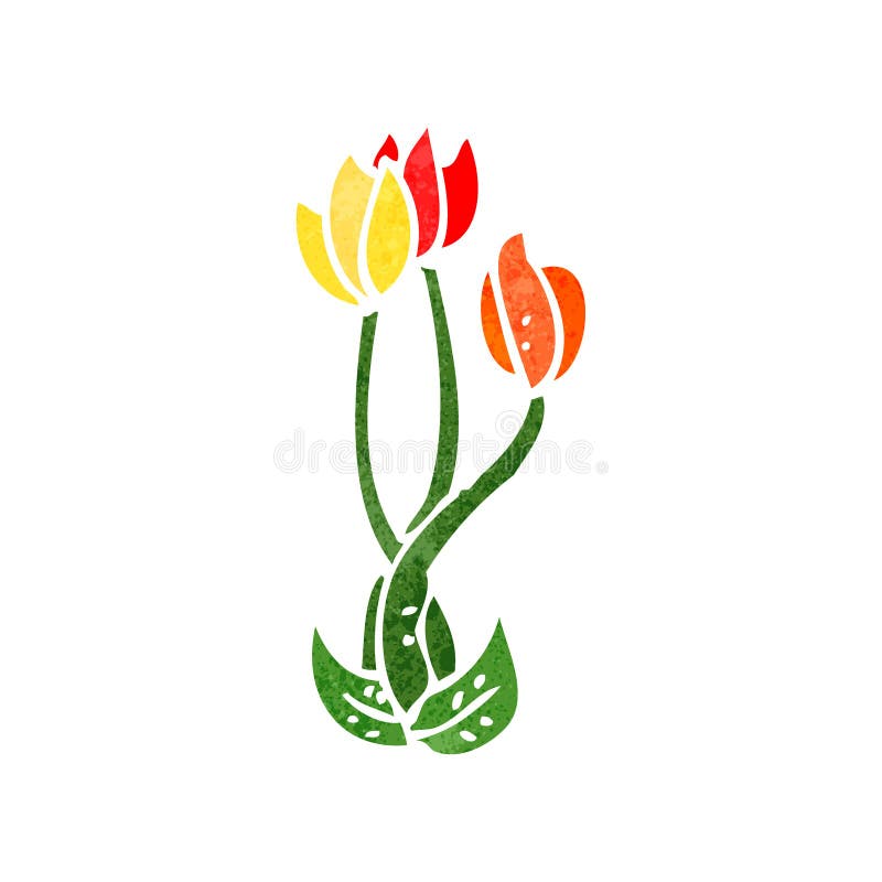 Retro Cartoon Flower Symbol Stock Vector - Illustration of watercolor ...