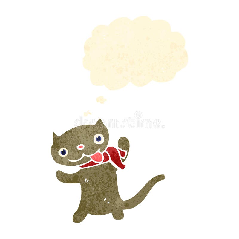 Retro Cartoon Funny Little Cat Stock Illustration - Illustration of ...