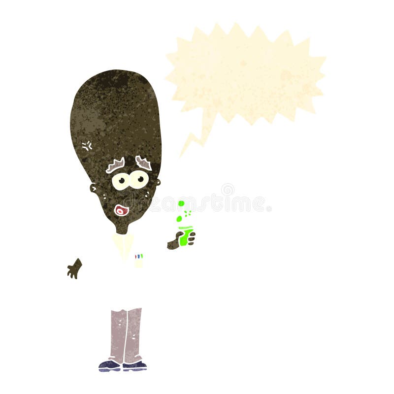 Retro Cartoon Genius Scientist with Huge Brain Stock Vector ...
