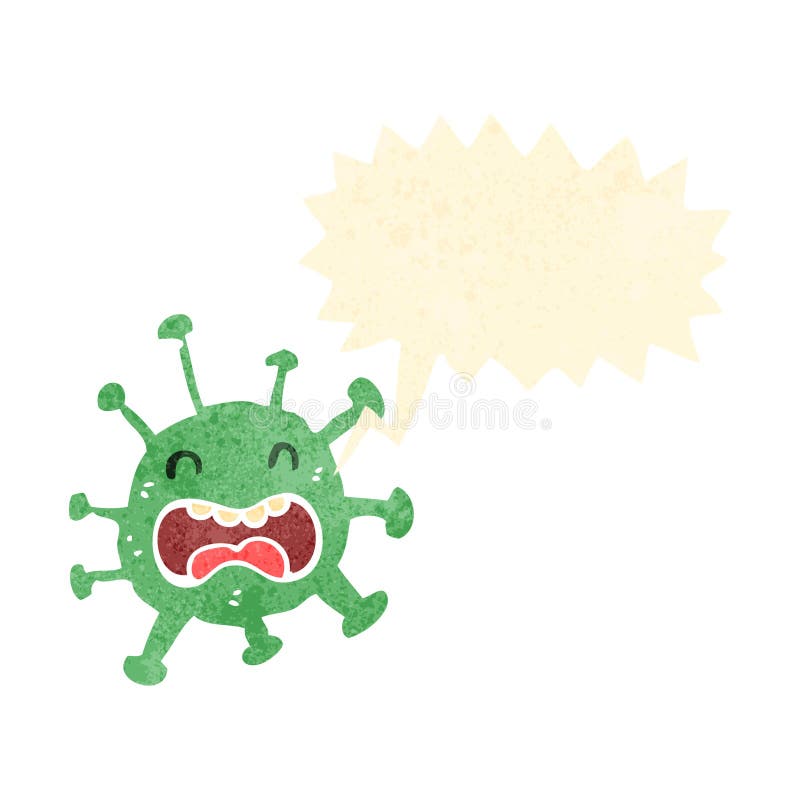 Retro Cartoon Germ with Speech Bubble Stock Illustration - Illustration ...