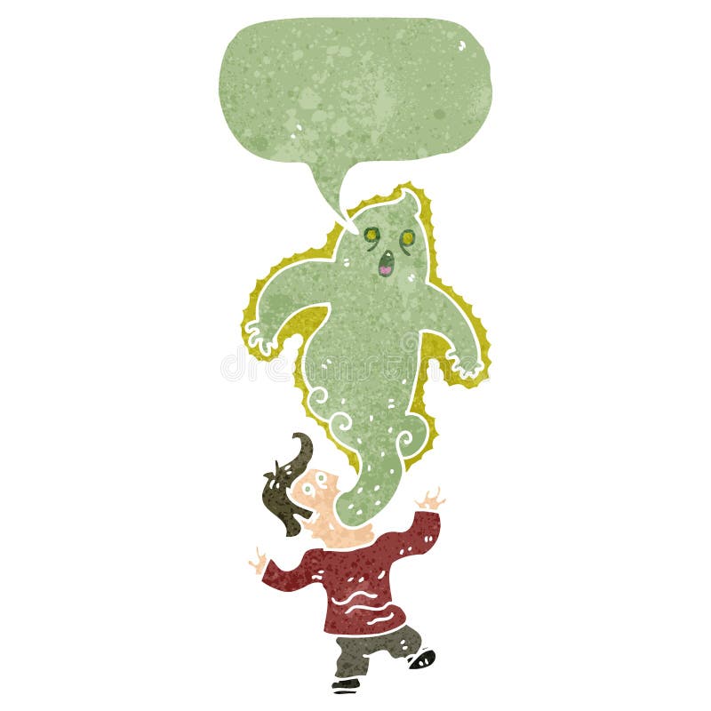 Retro Cartoon Ghost Escaping Man Stock Vector - Illustration of ...