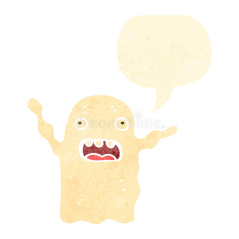 Retro Cartoon Ghost with Speech Bubble Stock Vector - Illustration of ...
