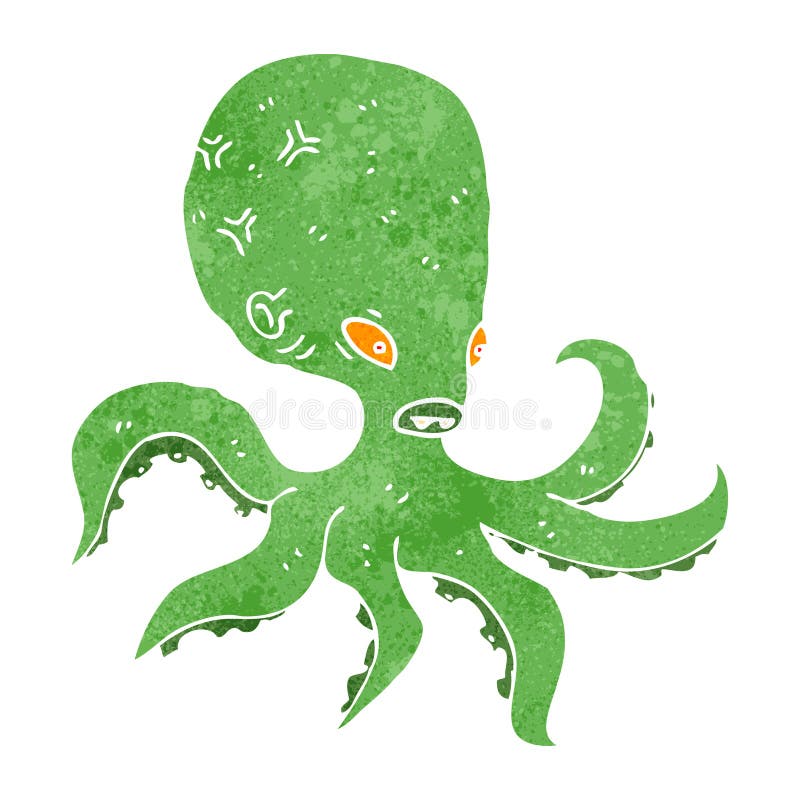 Retro Cartoon Giant Octopus Stock Vector - Illustration of giant, hand ...