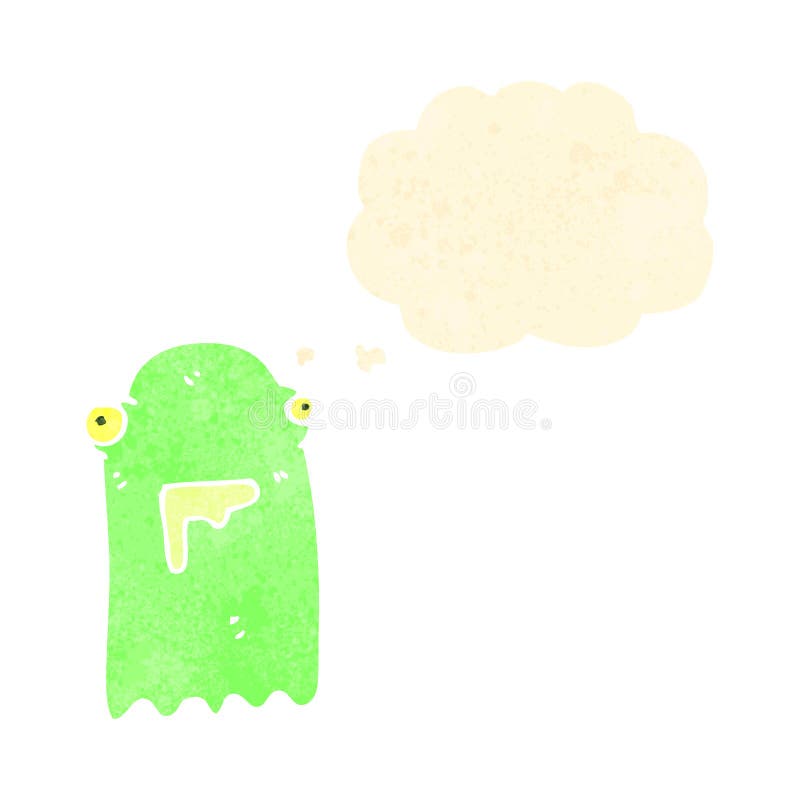 Retro Cartoon Glowing Green Ghost Stock Vector - Illustration of ghost ...