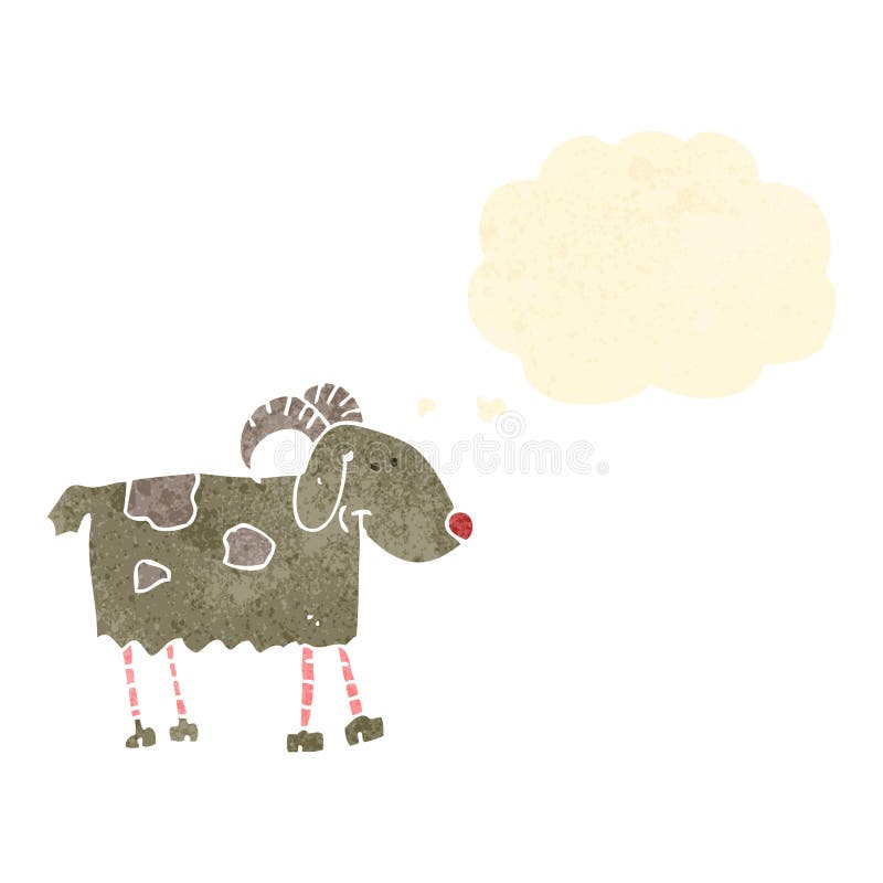 Retro Cartoon Goat with Thought Bubble Stock Vector - Illustration of ...