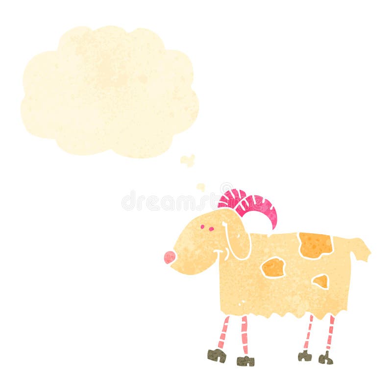 Retro Cartoon Goat with Thought Bubble Stock Vector - Illustration of ...