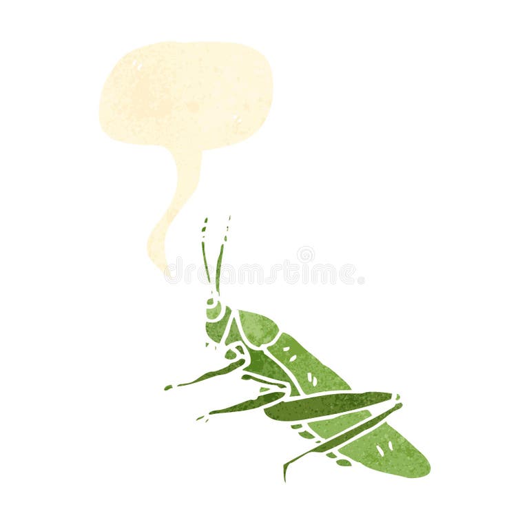 Retro Cartoon Grasshopper with Speech Bubble Stock Vector ...