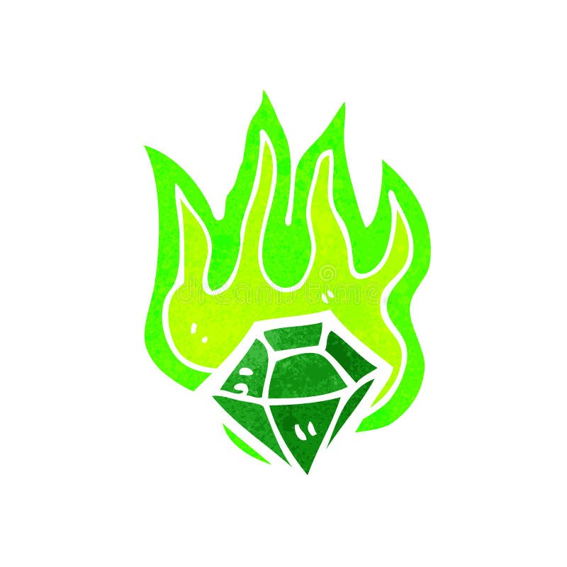 Retro cartoon green gem stock vector. Illustration of clip - 37576246