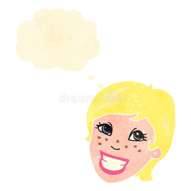 Retro Cartoon Grinning Woman Stock Vector - Illustration of drawing ...