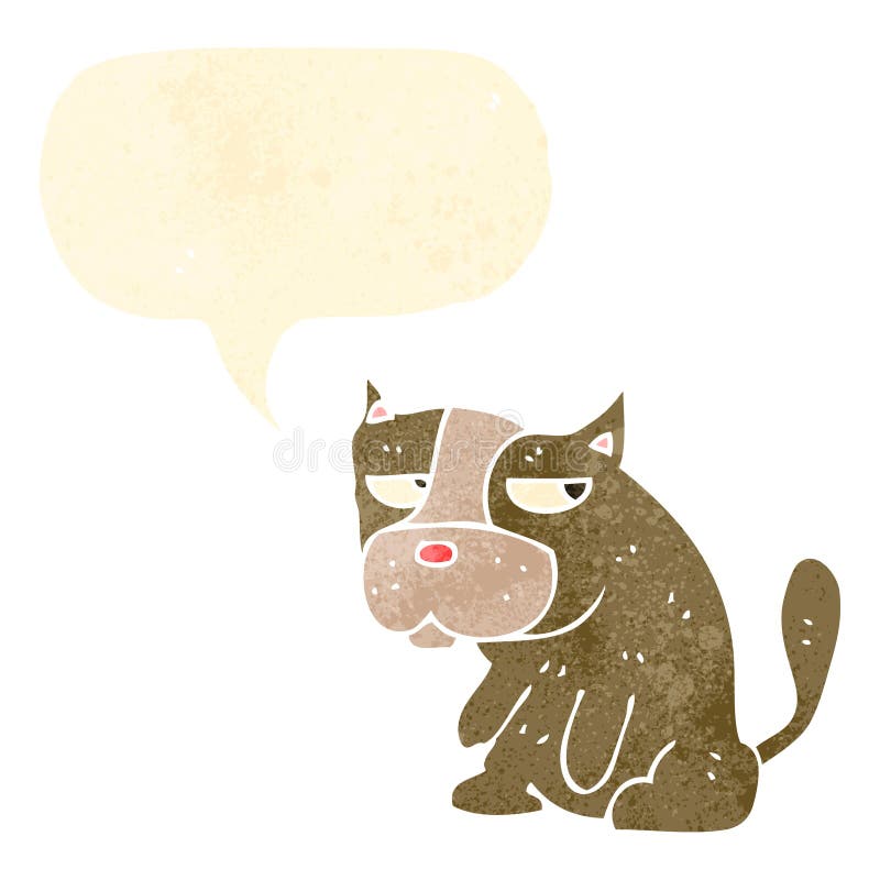 Retro Cartoon Grumpy Little Dog Stock Vector - Illustration of cloud ...