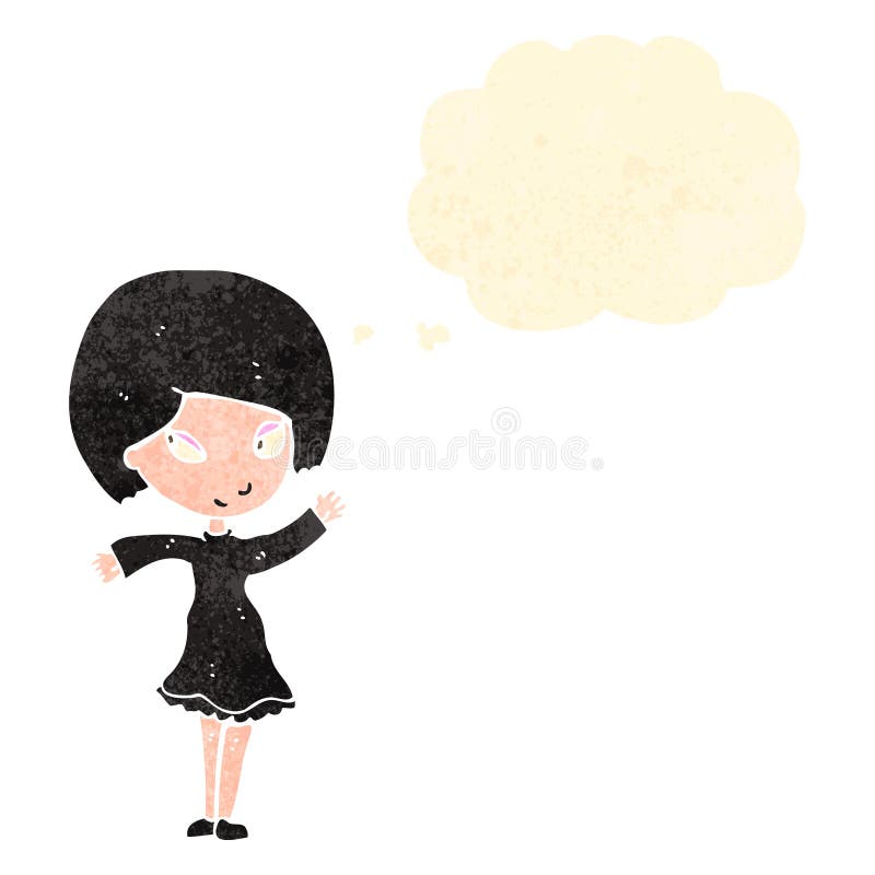 Retro Cartoon Happy Goth Girl Stock Vector - Illustration of crazy ...