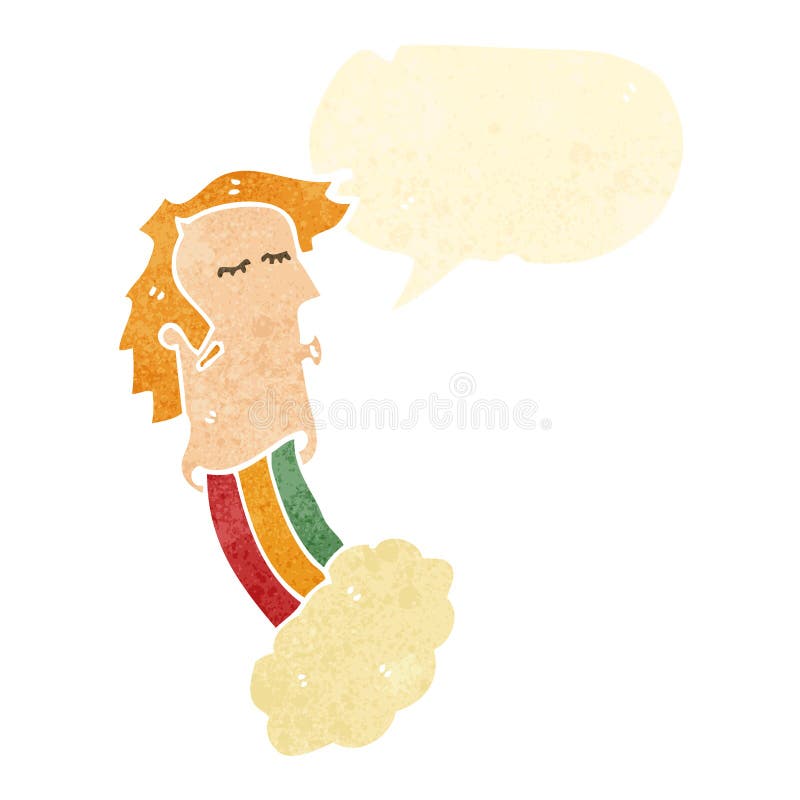 Retro Cartoon Head in Clouds Stock Vector - Illustration of colorful ...