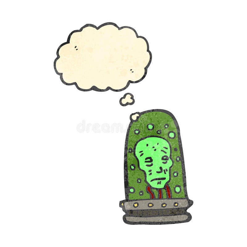 Retro cartoon head in jar stock vector. Illustration of bubble - 37579678