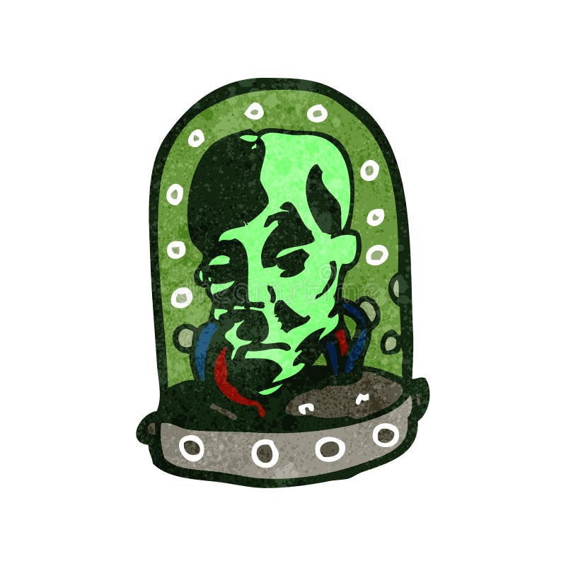 Retro cartoon head in jar stock vector. Illustration of funny - 37595572