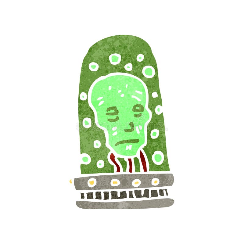 Retro cartoon head in jar stock vector. Illustration of hand - 37595629