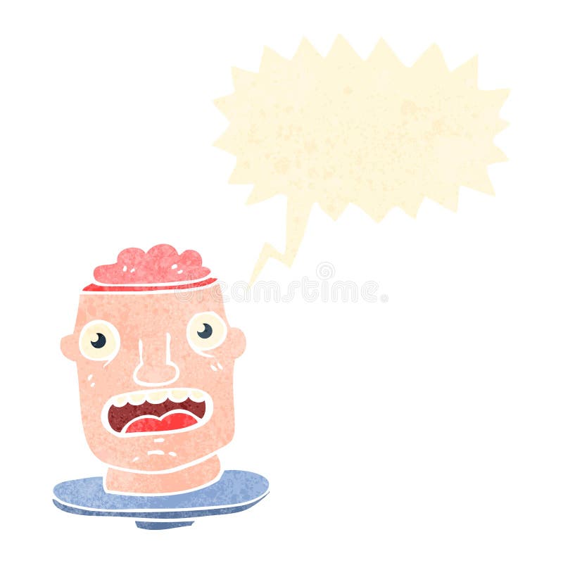 Retro Cartoon Head on Plate Stock Illustration - Illustration of hand ...