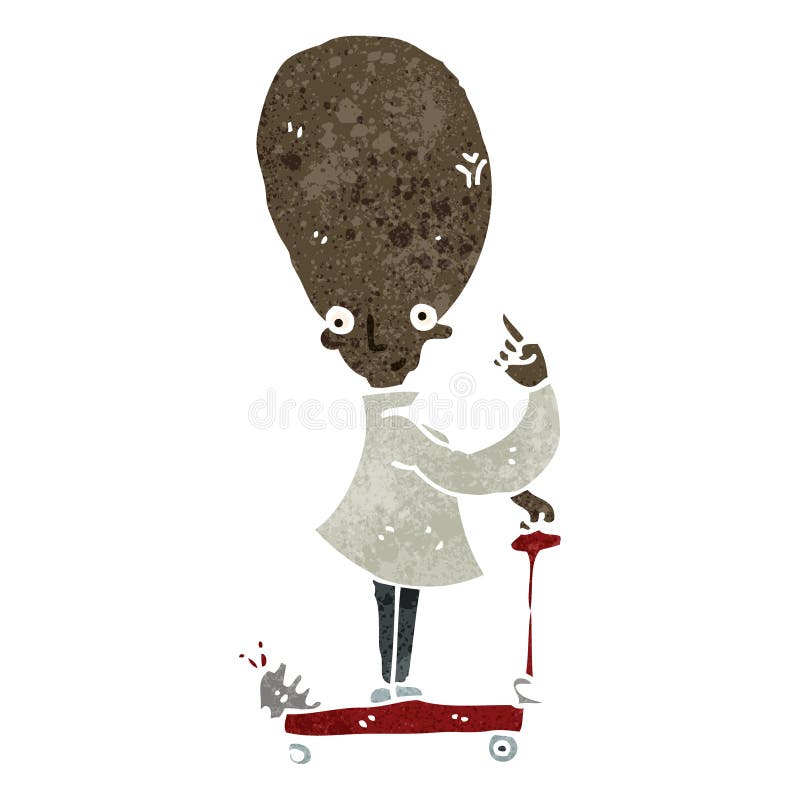 Retro Cartoon Huge Brain Scientist Stock Illustration - Illustration of ...