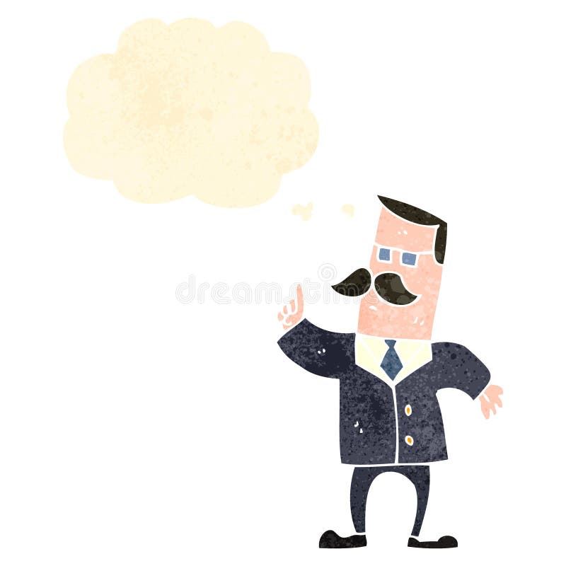 Retro Cartoon Important Business Guy with Thought Bubble Stock Vector ...
