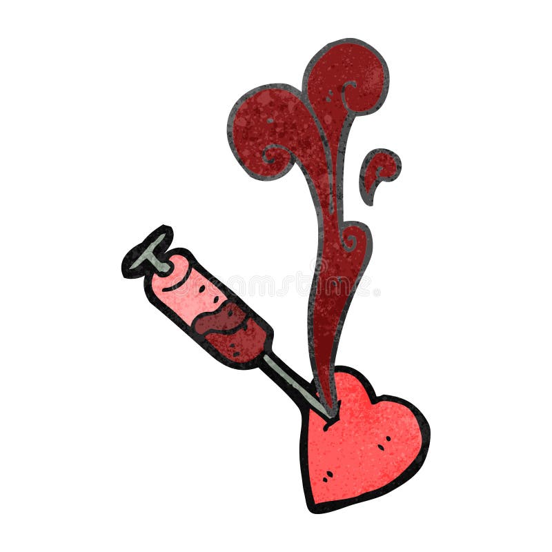 Retro Cartoon Injection in Heart Stock Vector - Illustration of quirky ...