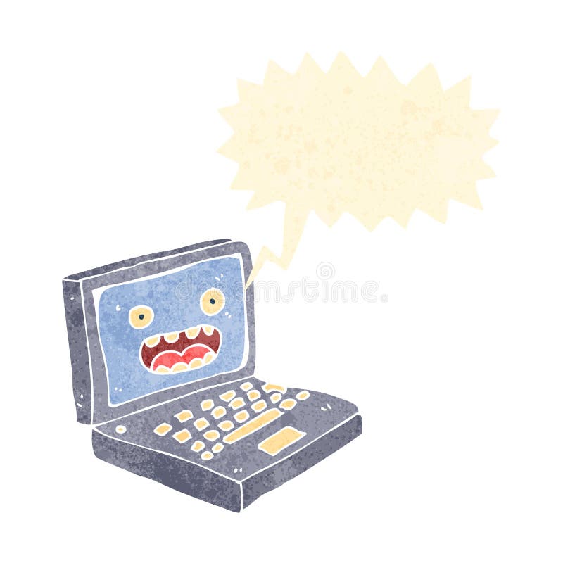 Retro Cartoon Laptop Computer Stock Illustration - Illustration of ...