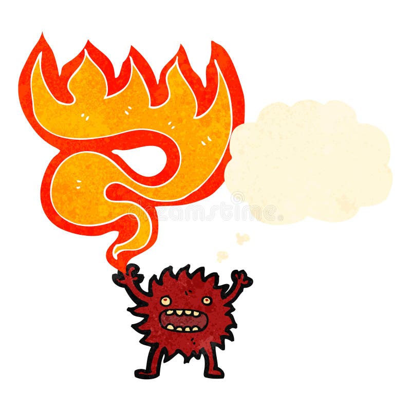 Retro Cartoon Little Fire Imp Stock Illustration - Illustration of cute ...