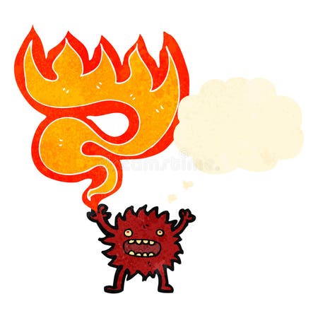 Retro Cartoon Little Fire Imp Stock Illustration - Illustration of cute ...