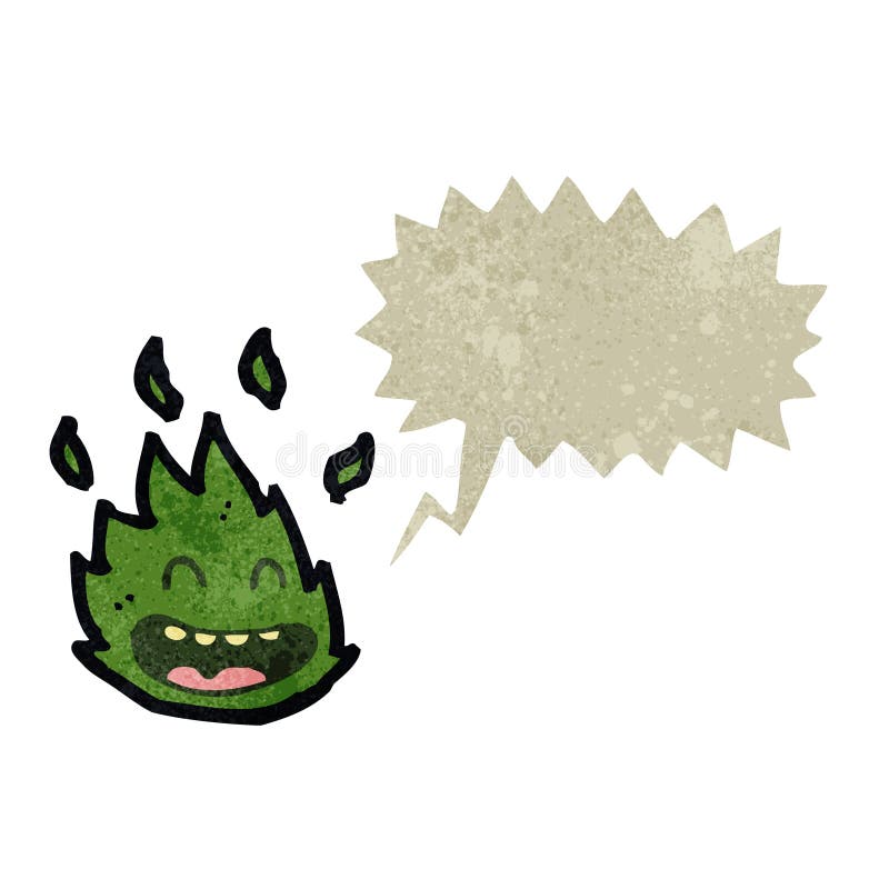 Retro Cartoon Little Green Flame Monster Stock Vector - Illustration of ...
