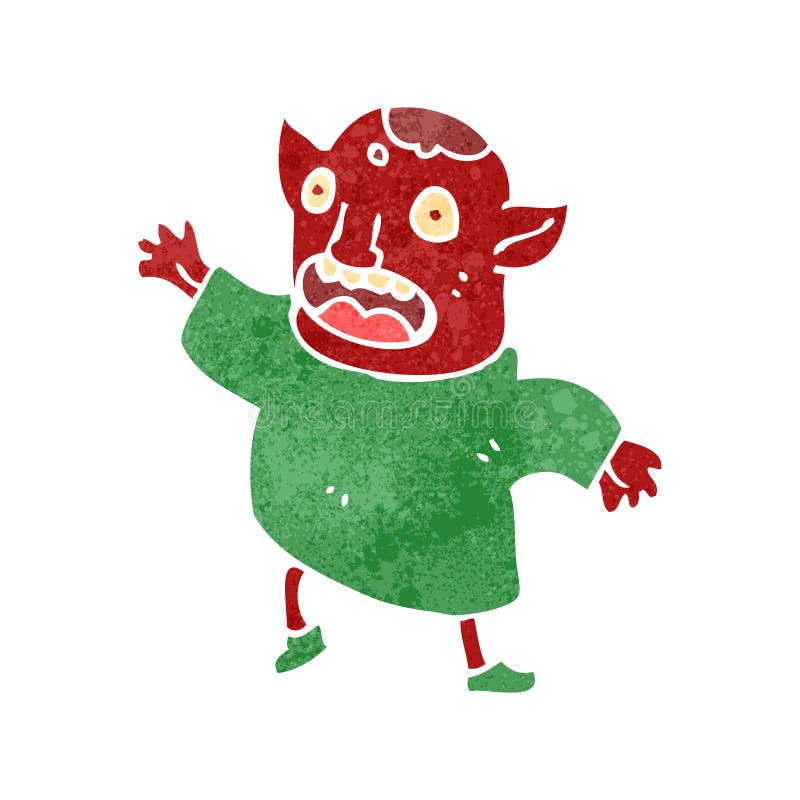 Retro cartoon little imp stock illustration. Illustration of painted ...